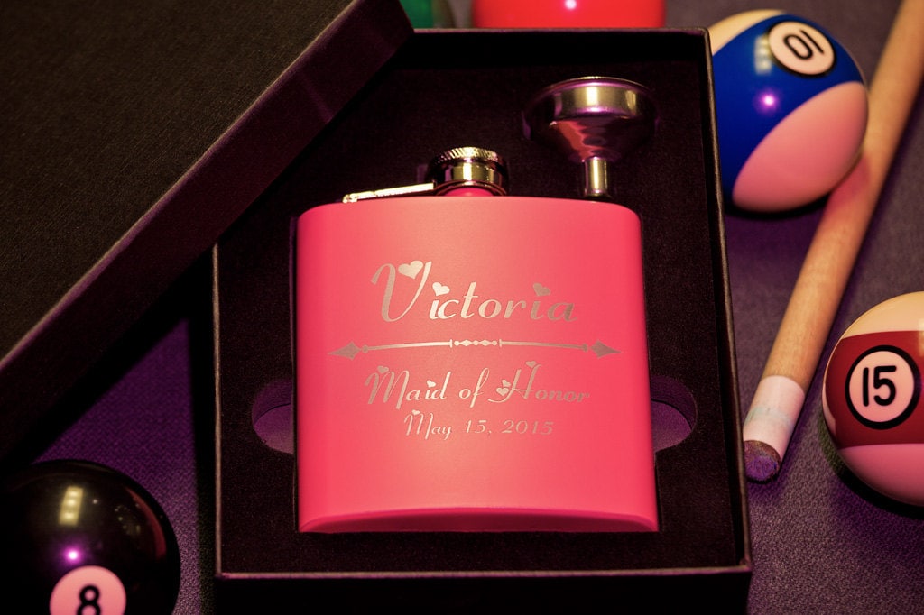 Flask in Gift Box Personalized Bridesmaid Flask Design | Etsy