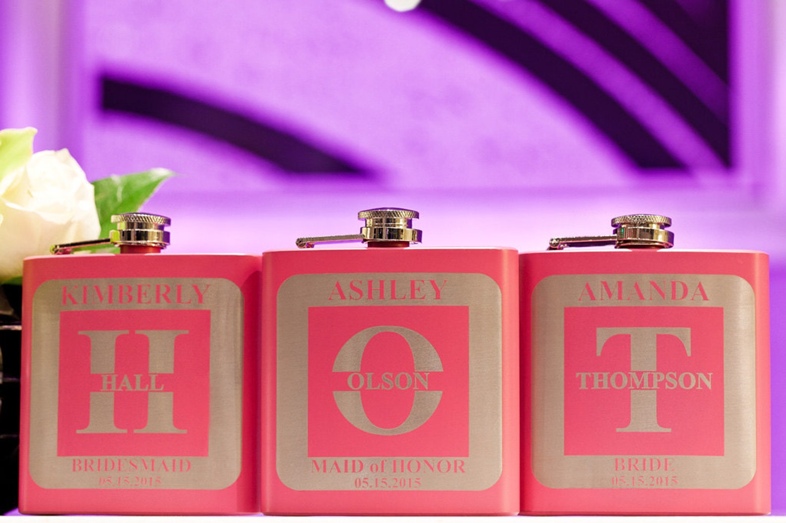 Flask in Gift Box, Personalized Bridesmaid Flask With Letter Design ...