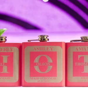 Flask in Gift Box, Personalized Bridesmaid Flask With Letter Design ...
