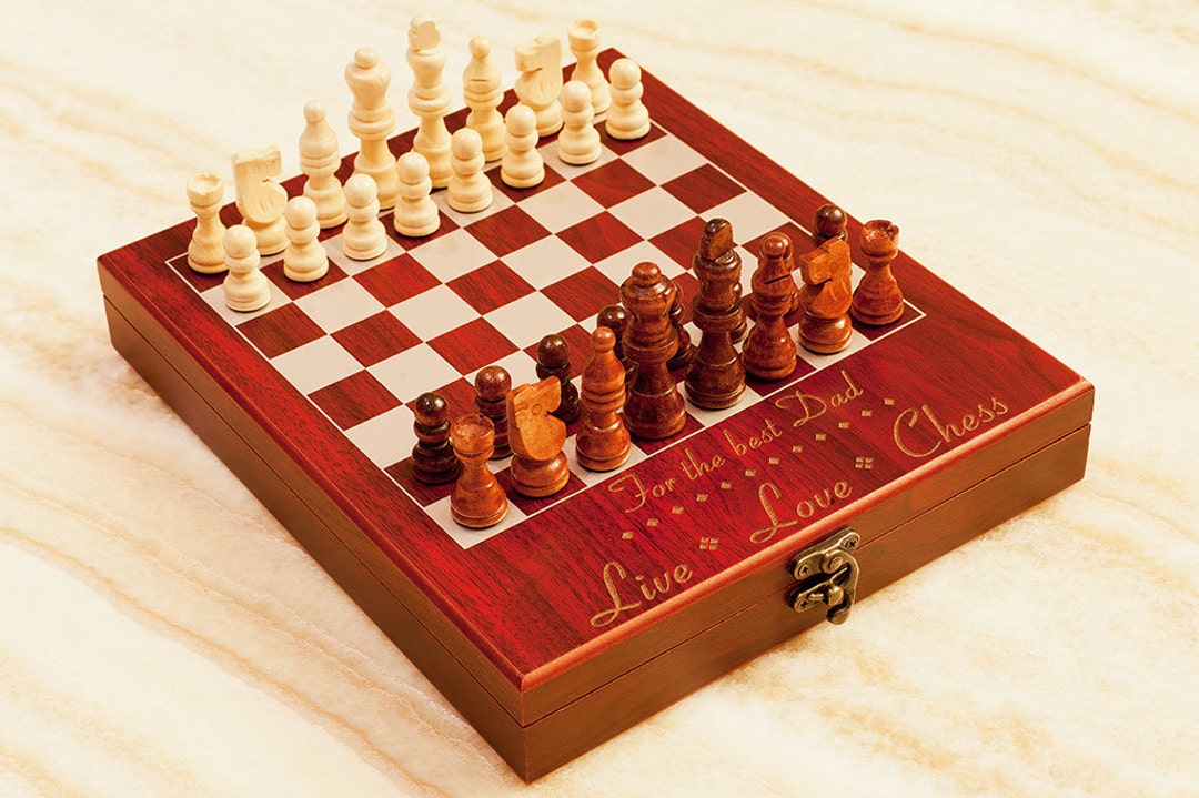 Personalized Christmas Chess Set, Customized Travel Chess Board, Unique ...