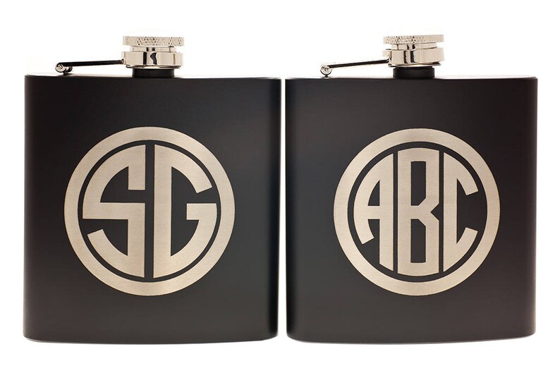Personalized monogram Flask Custom Engraved Hip - Etsy