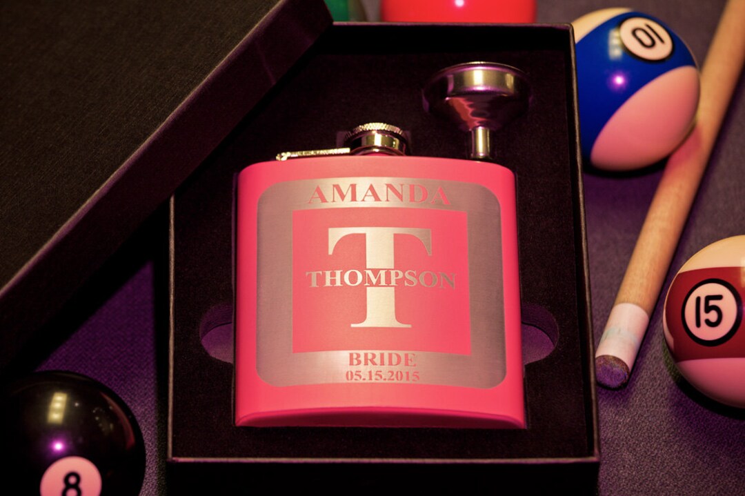 Flask in Gift Box, Personalized Bridesmaid Flask With Letter Design ...
