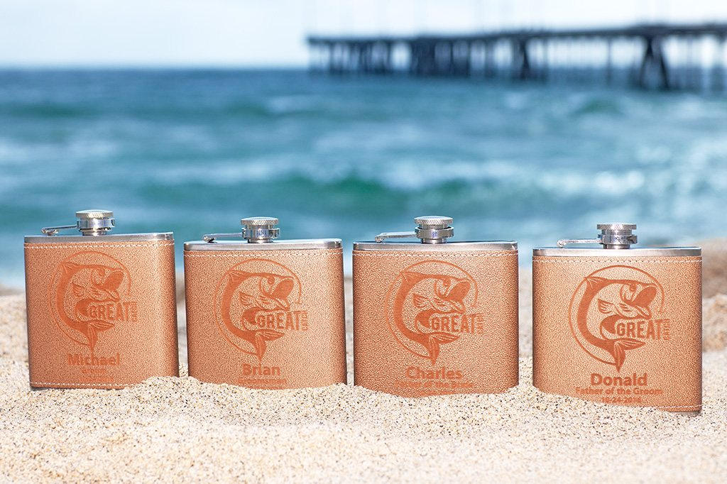 Wedding Flask Gift Set: Personalized Leather Flask great - Etsy