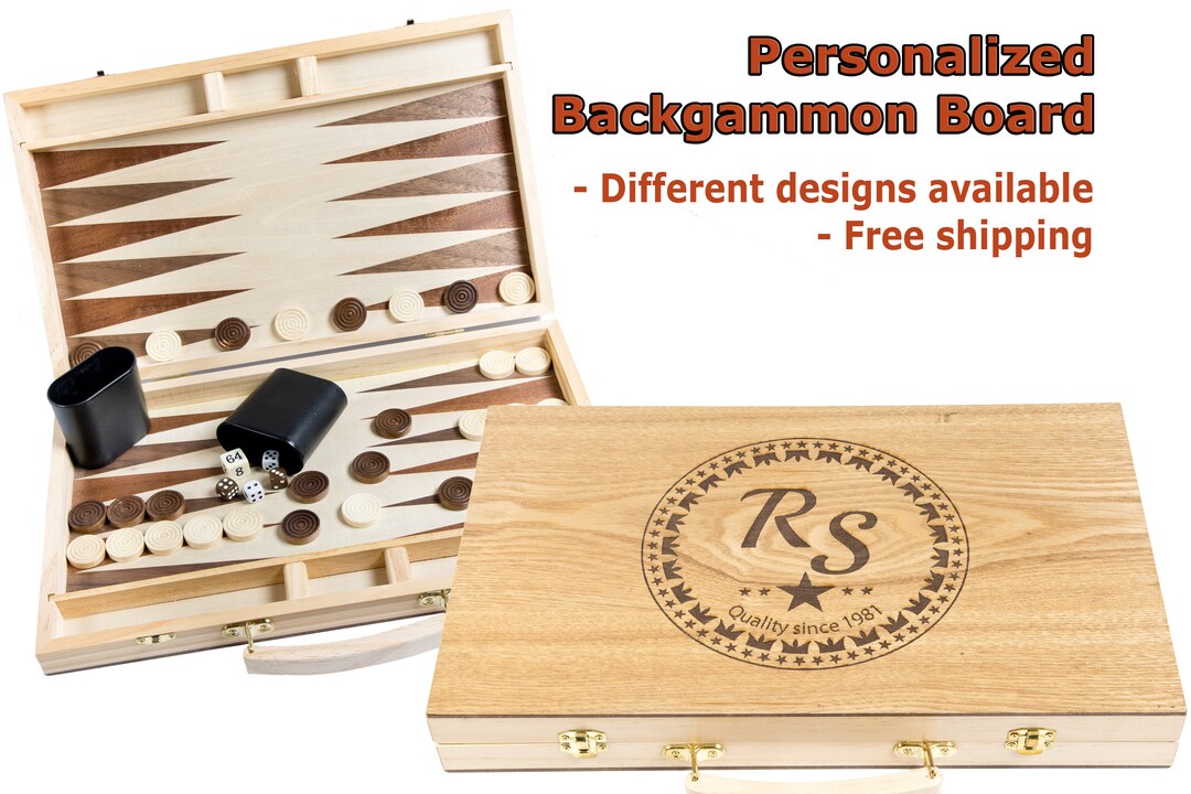 Backgammon Game Set Personalized, Wooden Backgammon Board, Engraved ...