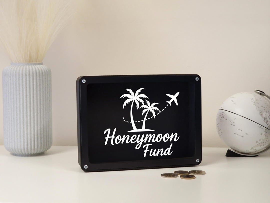 Modern Honeymoon Fund Box – Black Travel Savings Bank, Wedding Gift - Etsy
