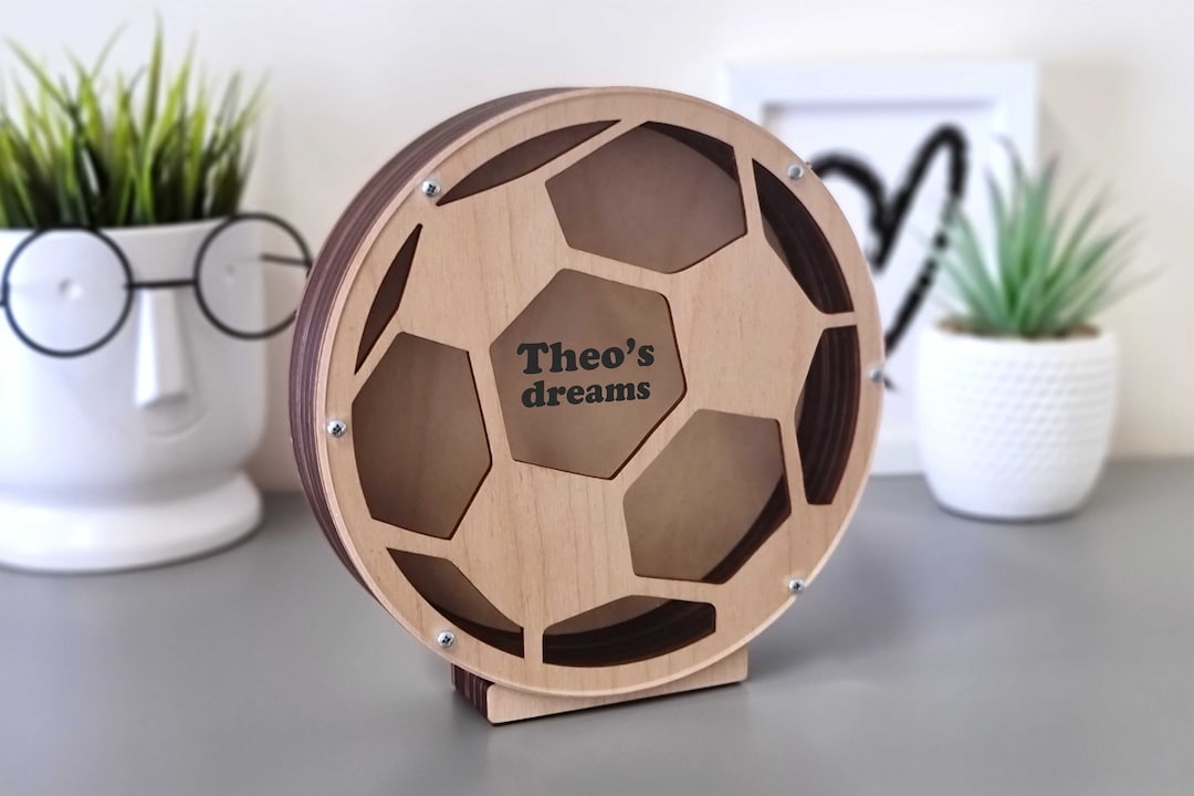 Personalized Soccer Piggy Bank - Wooden Coin Bank for Boys - Soccer ...