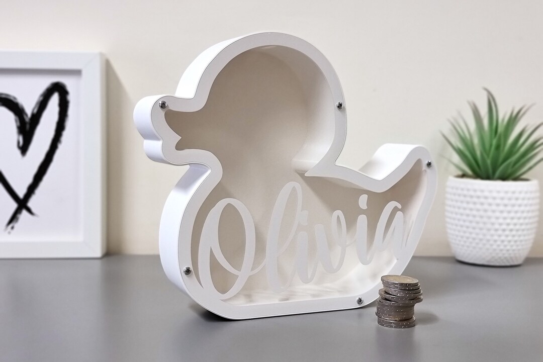 Personalized Duck Piggy Bank for Kids, 3D Printed Coin Bank, Baby ...