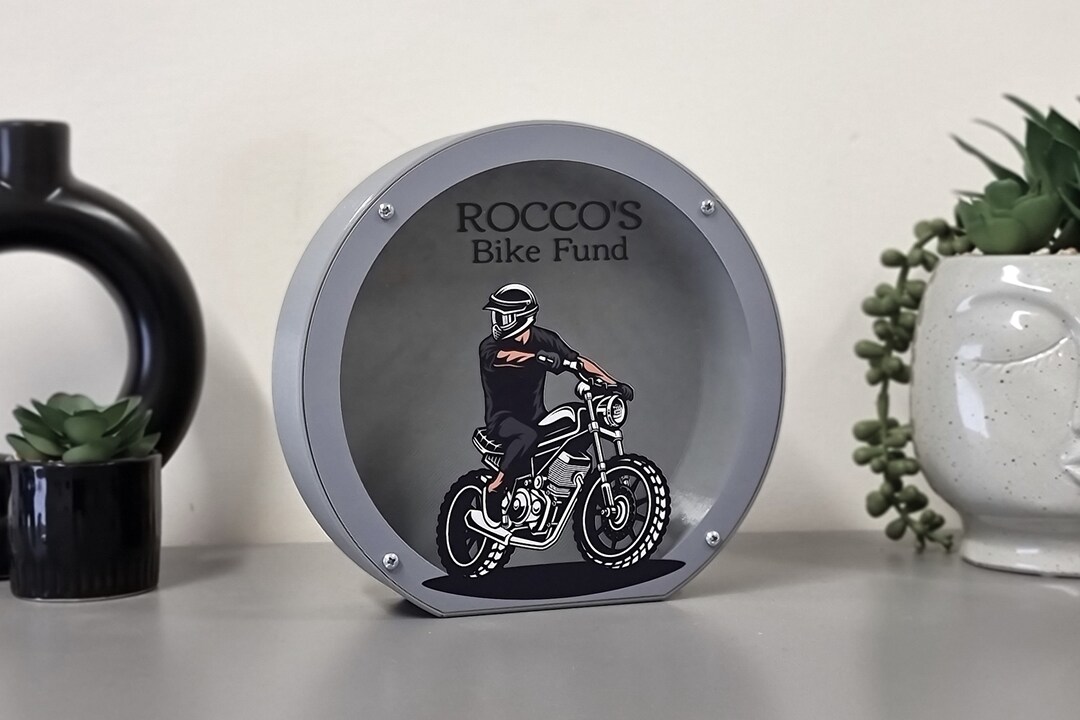 Piggy Bank Motorcycle, Motocross Gifts Personalised, Cool Piggy Banks ...