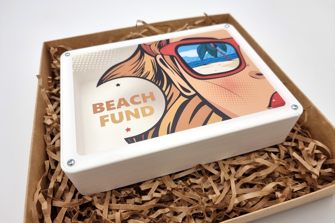 3D Printed White Piggy Bank Beach Fund Made of PLA Plastic - Etsy