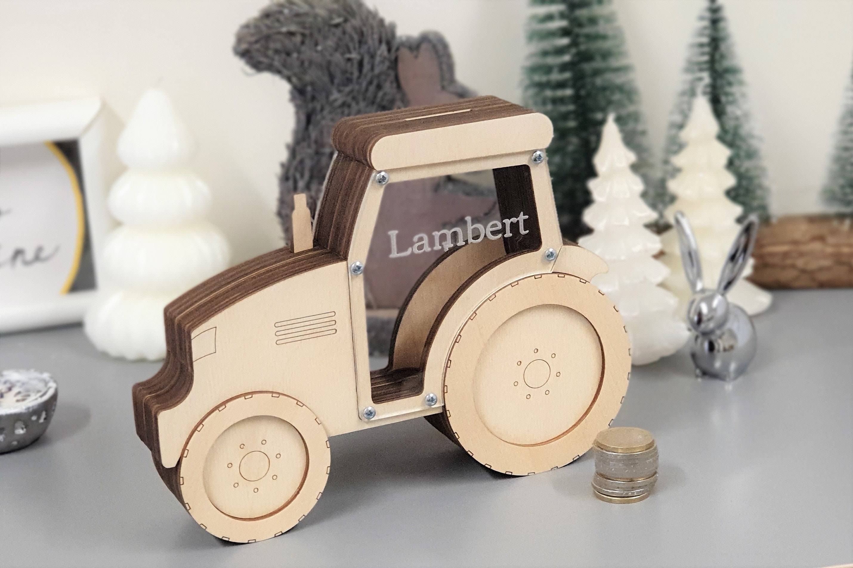 Wooden Piggy Bank Tractor Moneybox Birthday Gift Piggy Banks - Etsy Canada