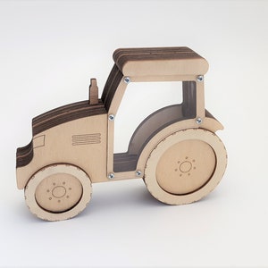 Wooden Piggy Bank Tractor Moneybox Birthday Gift, Piggy Banks for Boys ...
