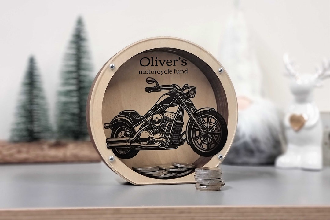 Wooden Piggy Bank Motorcycle Gift Personalized Gift - Etsy