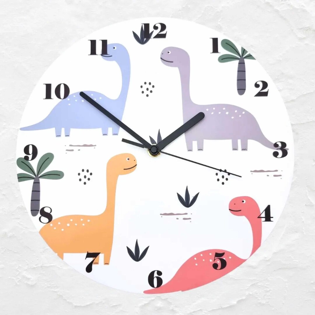 Kid's Room Clock Featuring Dinosaurs, Unique Decor for Kids Room ...