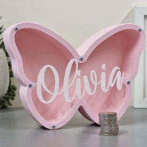Pink Butterfly Piggy Bank Made of PLA Plastic Personalized Money Box ...
