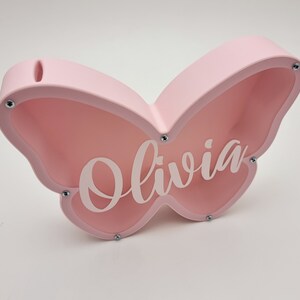 Pink Butterfly Piggy Bank Made of PLA Plastic - Personalized Money Box ...