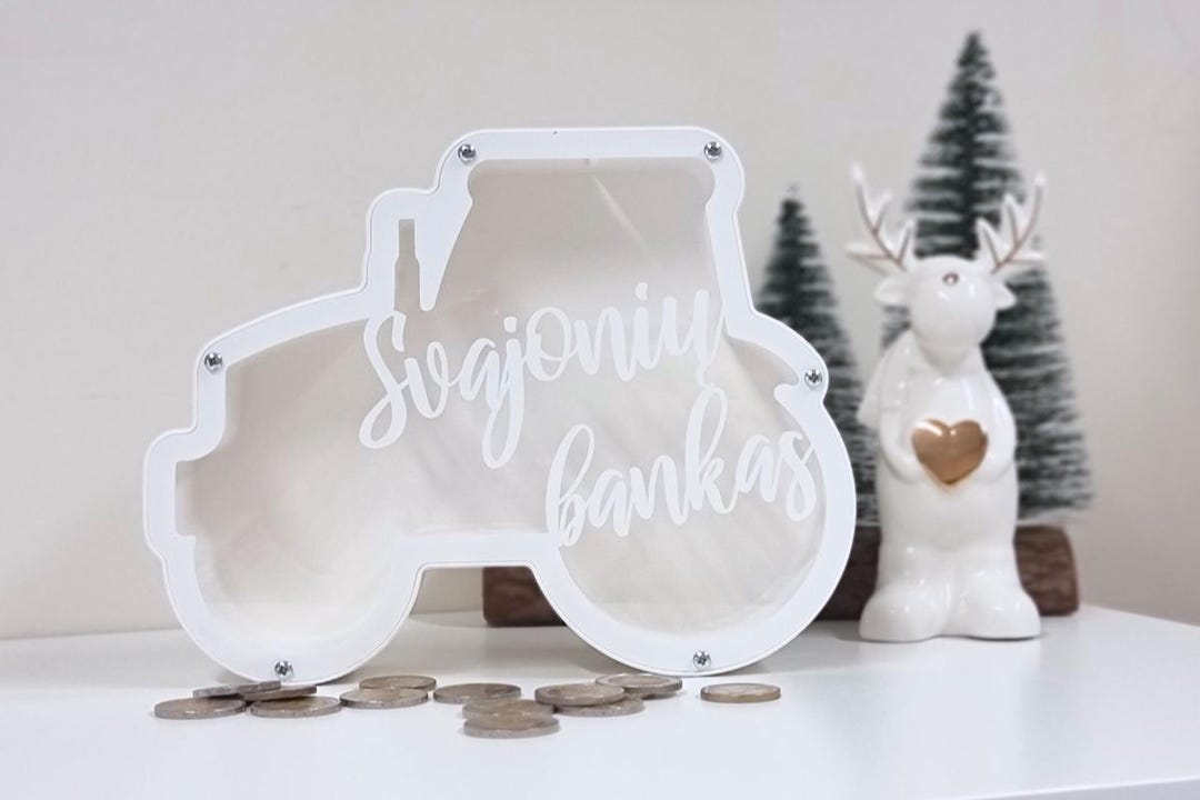 Personalized Tractor 3D Printed Piggy Bank - Custom Farm Money Box for ...