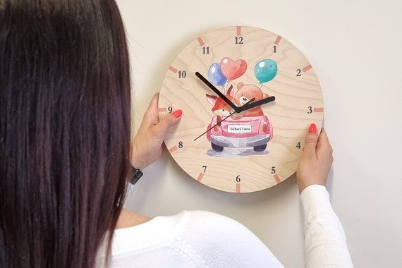 Personalized Wall Clock Wooden Clock for Kids Room Wall - Etsy