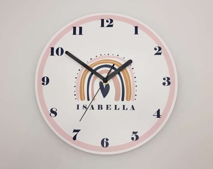 Rainbow WALL CLOCK Pastel Colors, Pastel Nursery Decor, Kids Room Decor ...