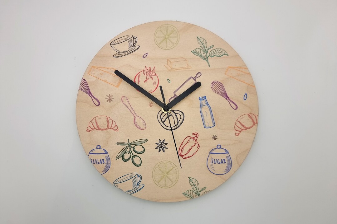 Silent Wall Clock, Wooden Kitchen Clock Without Numbers - Etsy