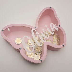 Pink Butterfly Piggy Bank Made of PLA Plastic - Personalized Money Box ...