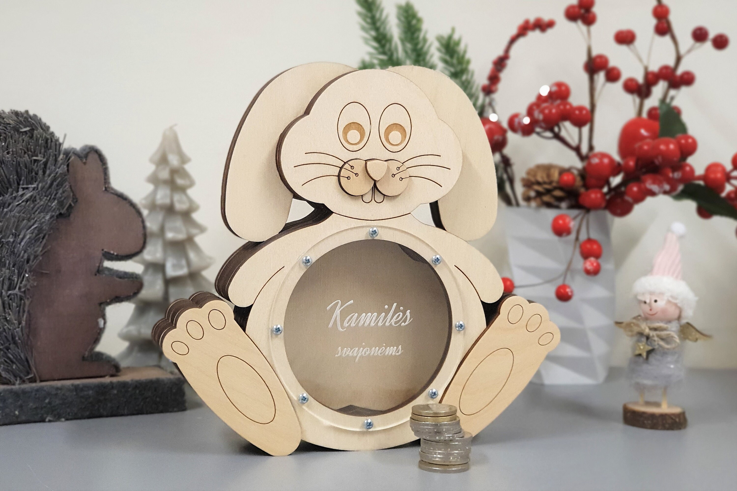 Wooden Piggy Bank, Easter Bunny, Personalized Bank Rabbit - Etsy
