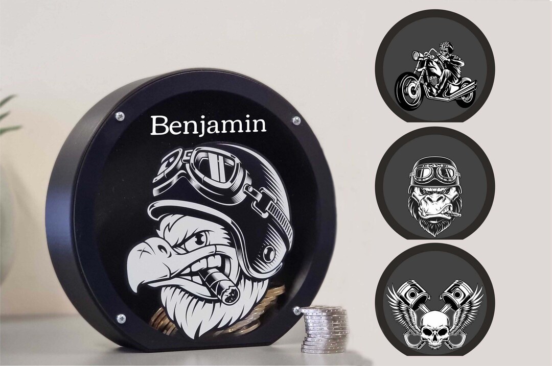 Motorcycle Piggy Bank for Men, Custom Biker Gift for Him, 3D Printed ...