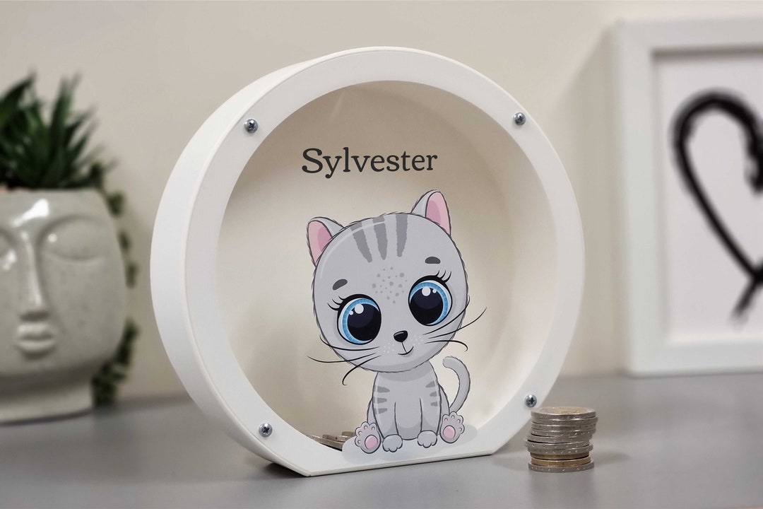 3D Printed Cat Piggy Bank Piggy Banks for Kids Personalized - Etsy
