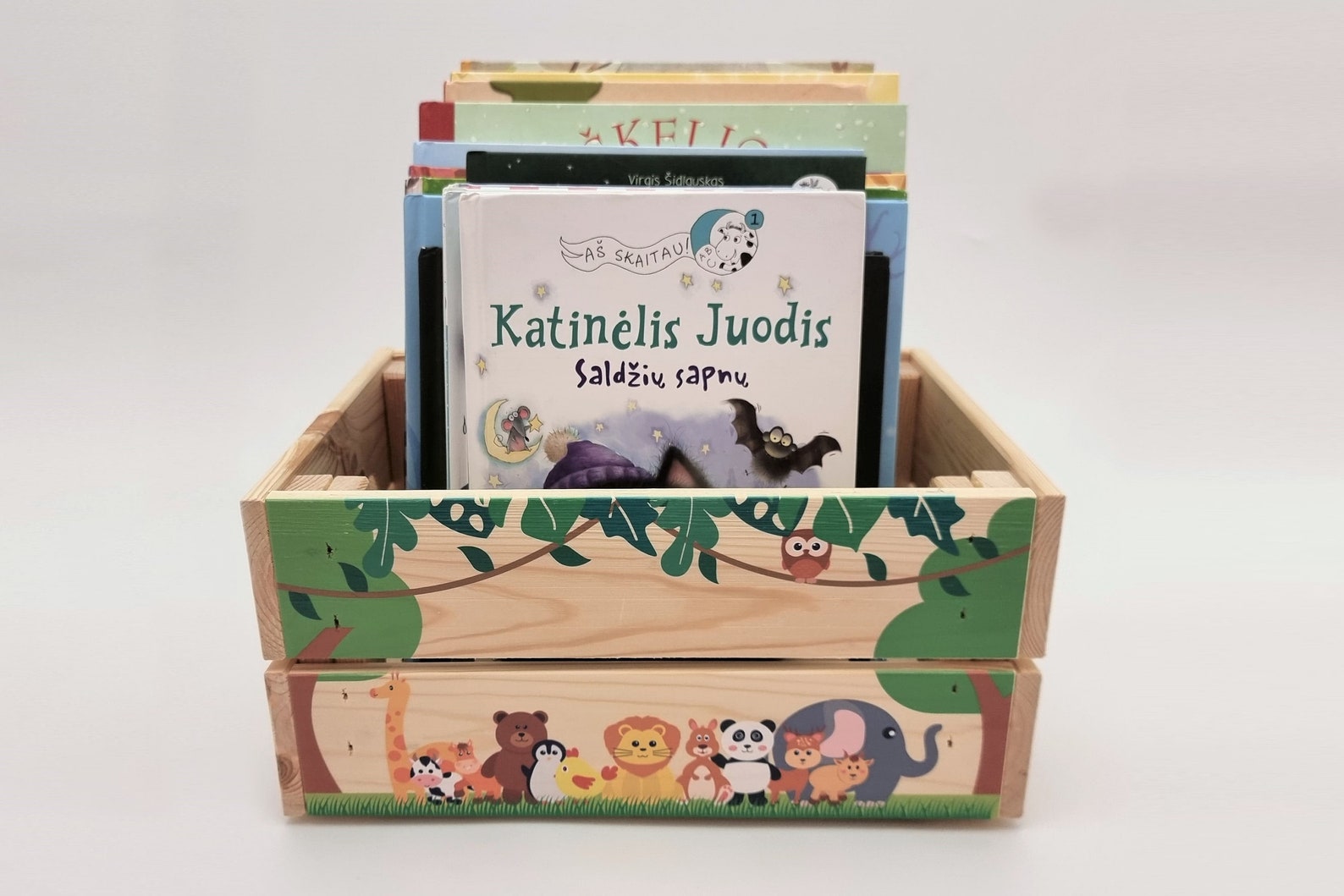 Kids Book Crate Jungle Book Storage Box Personalized - Etsy