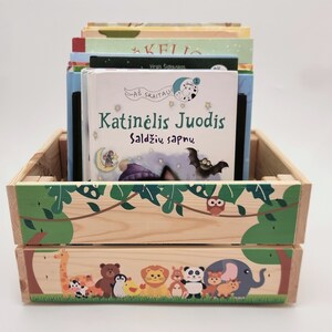 Kids Book Crate Jungle, Book Storage Box Personalized - Etsy