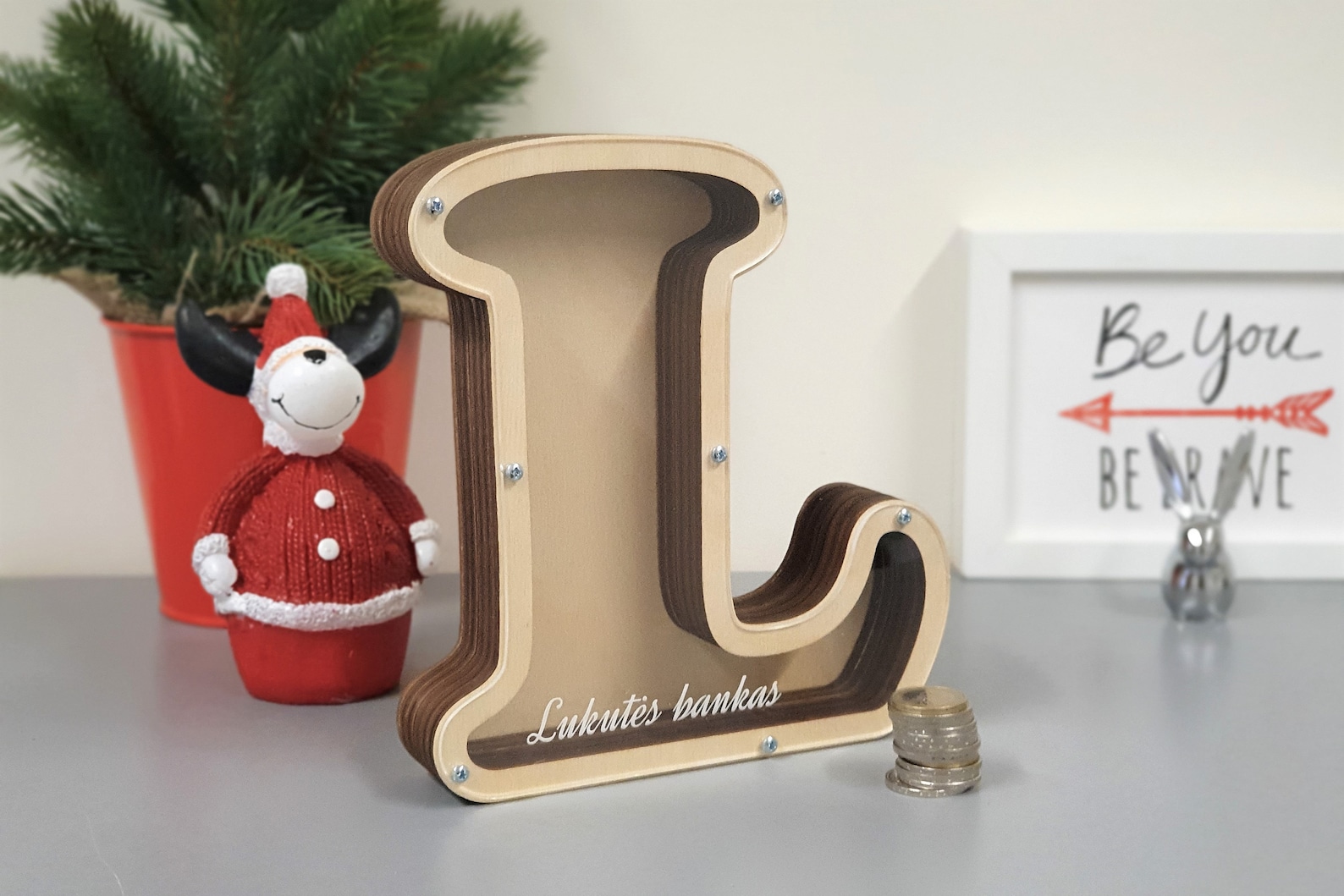 Letter Piggy Bank Wooden Coin Bank Personalized Wood Gift - Etsy