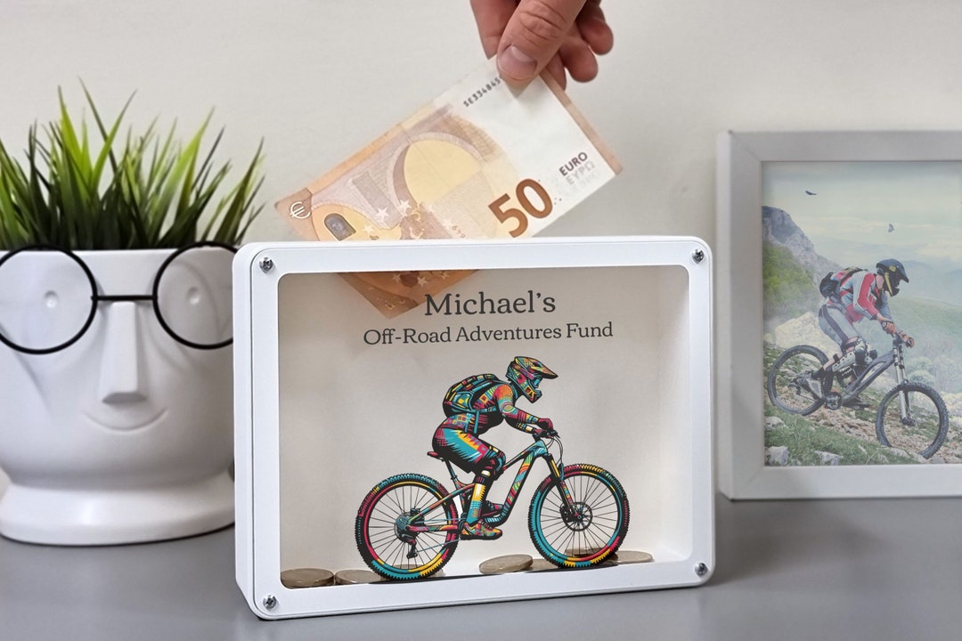 Personalized Mountain Bike Gift, 3D Printed Piggy Banks for Boys ...