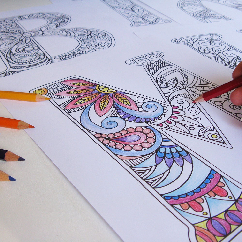 Colorfly Adult Coloring Pages Letters