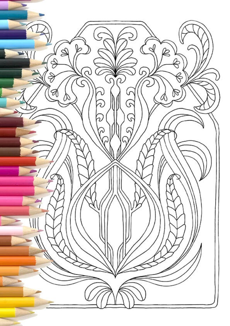 Adult Colouring Page Art Deco Inspiration - Etsy