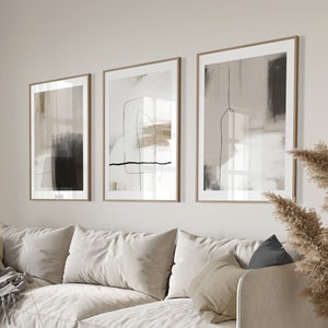 Modern Neutral Wall Art Set of 3 Abstract Prints, Simple Abstract ...