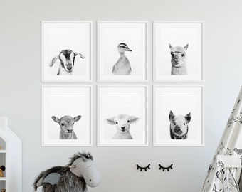 Farm Animals Wall Art Set 6 Kids Printable Art Prints - Etsy