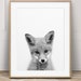 Fox Print, Fox Cub Art, Baby Animals, Black & White, Woodland Nursery ...