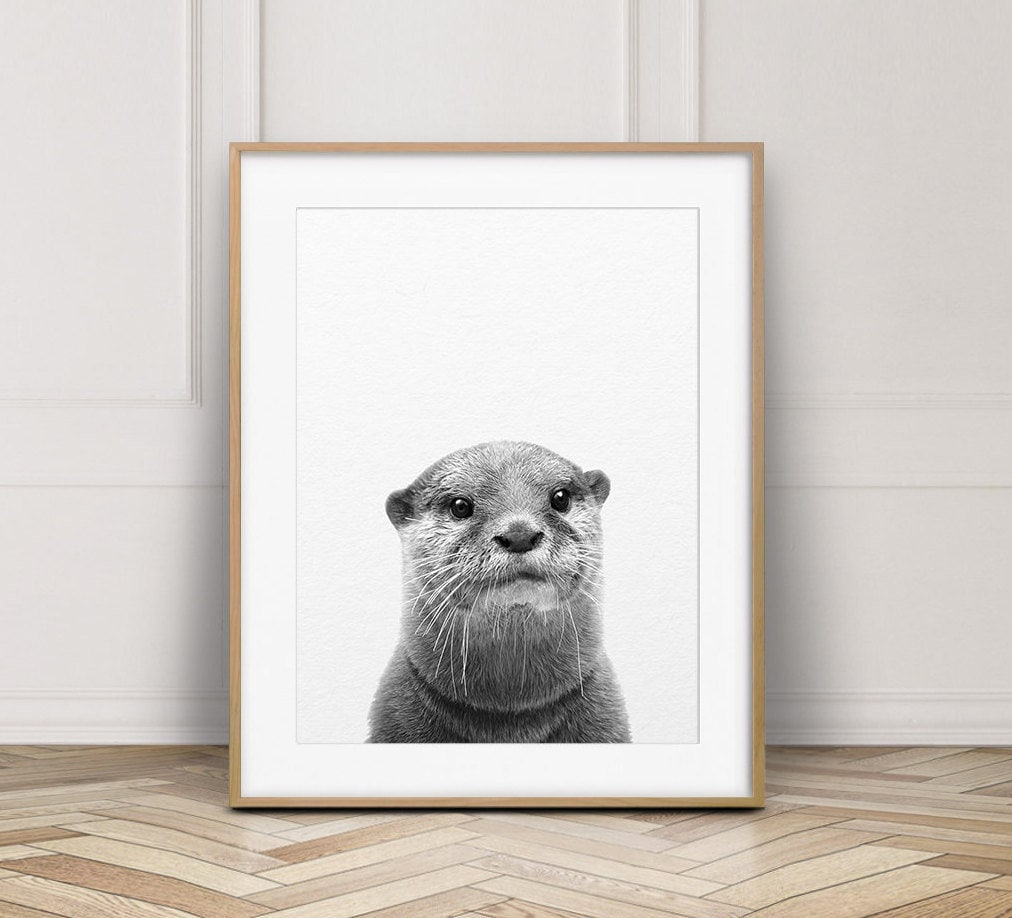 Otter Print Sea Otter Art Print Sea Animals Wall Art Black | Etsy