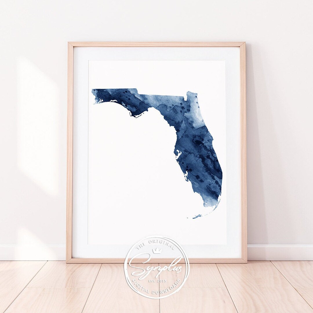 Florida Print, Florida State Map, Florida US Wall Art, Florida ...