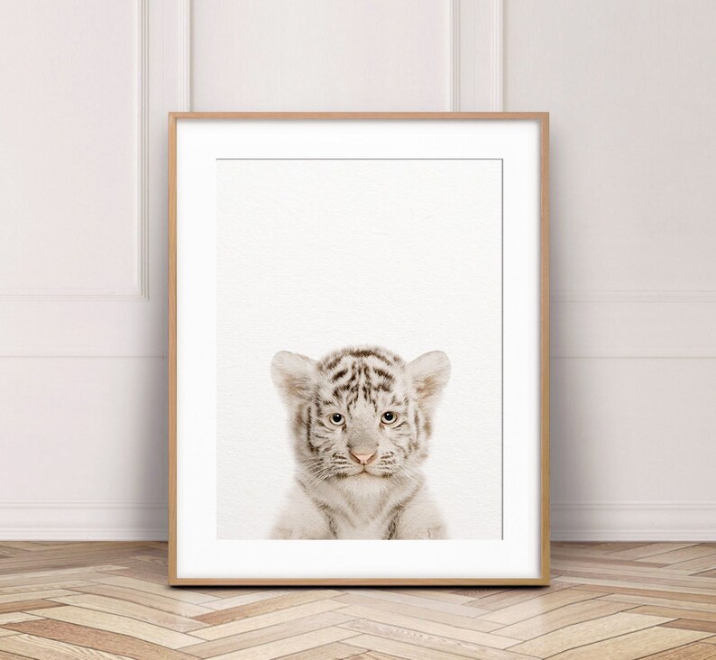 Tiger Print, Baby Animal Prints, Nursery Decor, Baby Animals, White ...