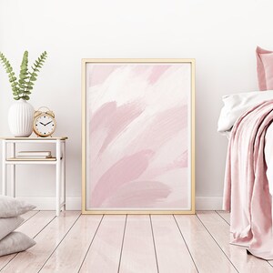 Set of 3 Pink Wall Art Prints, Abstract Pink Brush Strokes Art ...