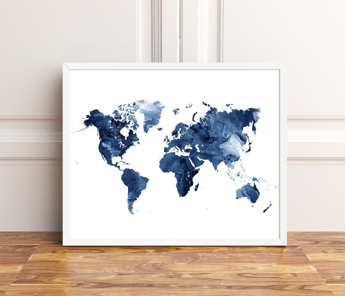 World Map Print World Map Poster World Map Art Watercolor | Etsy