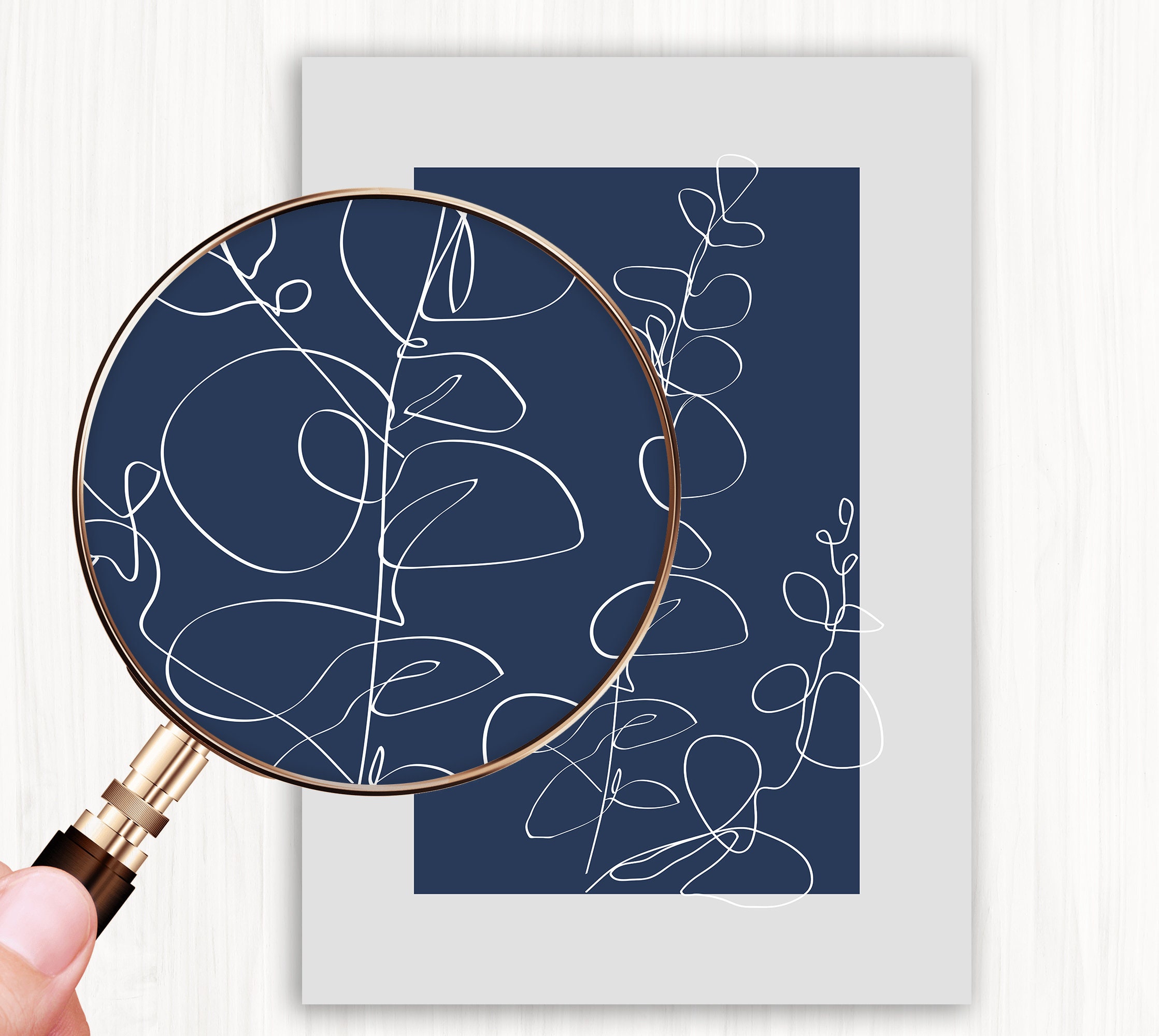 Navy Blue Wall Art Prints Botanical Line Art Set of 3 Blue - Etsy