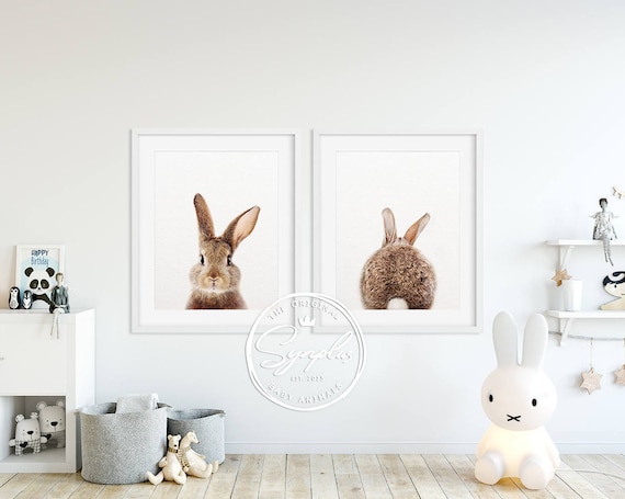 Bunny Butt Rabbit Print Set of 2 Baby Animal Prints Bunny | Etsy