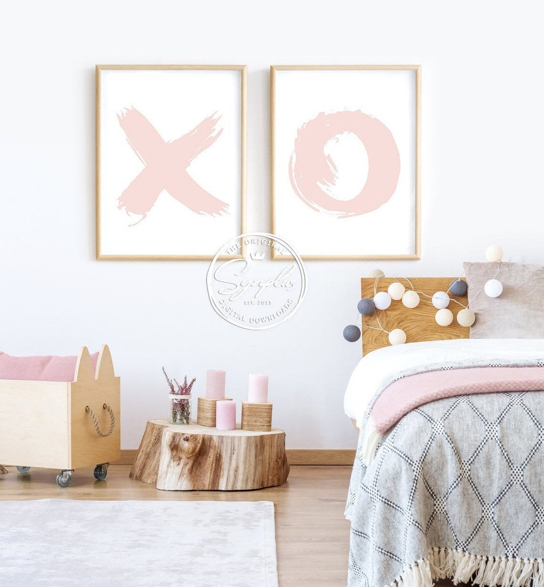 X and O Prints, Blush Pink Decor, X O Print Set, Nursery Wall Art, Pink ...