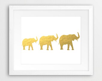 Gold Elephant Print | Etsy