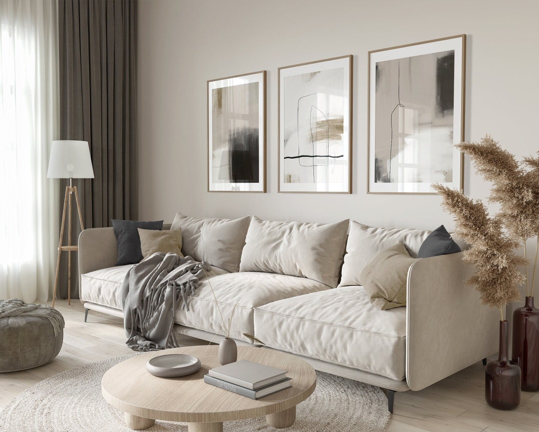 Modern Neutral Wall Art Set of 3 Abstract Prints, Simple Abstract ...