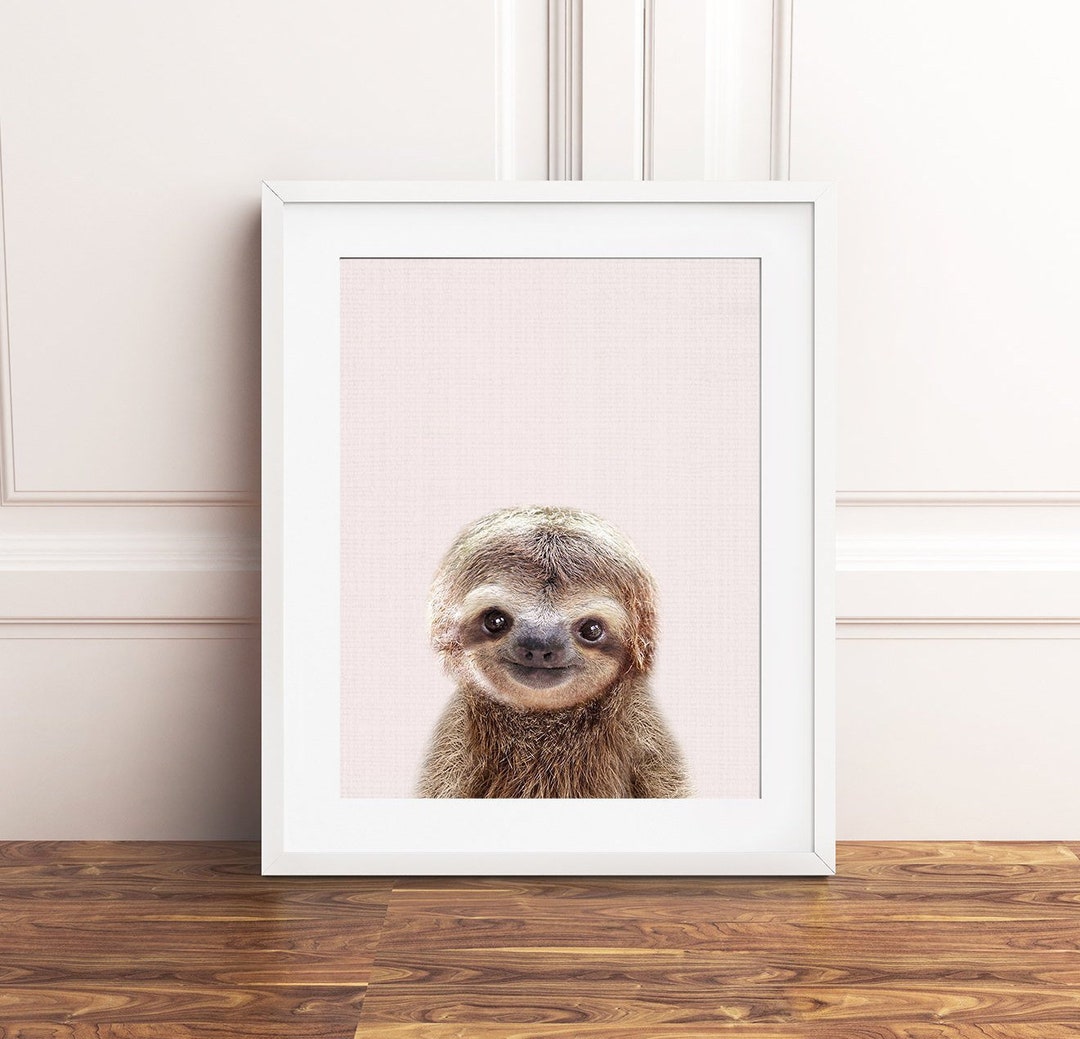 Baby Sloth Print, Pink Nursery Wall Art, Woodland Nursery Decor, Baby ...