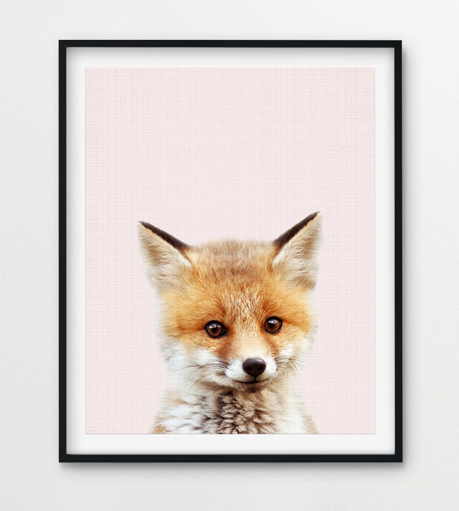 Fox Print Woodland Nursery Decor Blush Pink Nursery Wall | Etsy