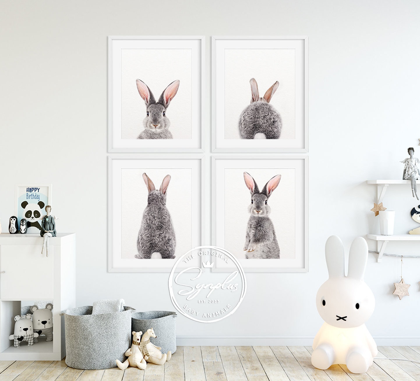 Bunny Butt Rabbit Print Standing Bunny Set of 4 Nursery - Etsy