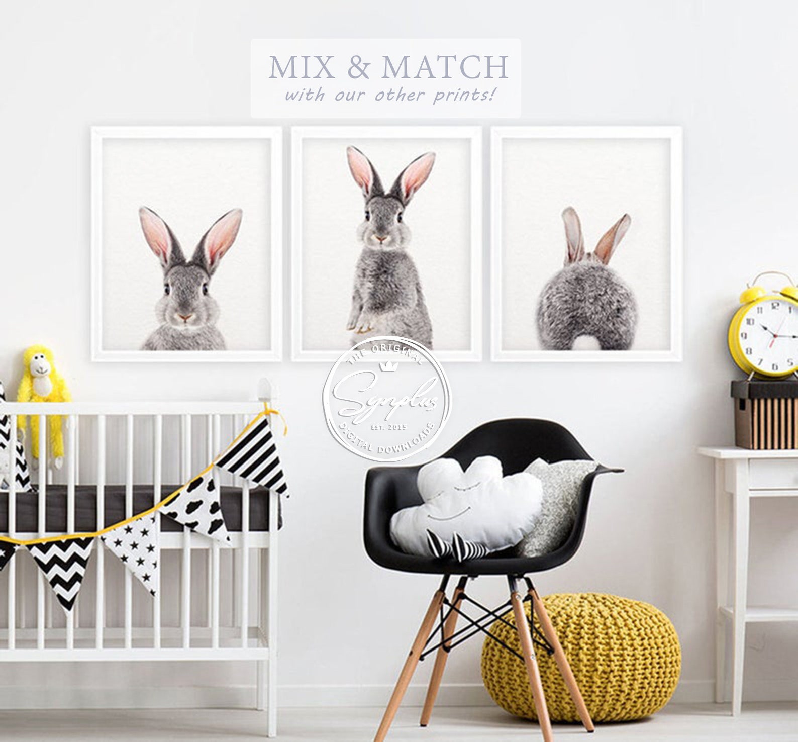 Nursery Decor Rabbit Print Bunny Print Baby Animals | Etsy